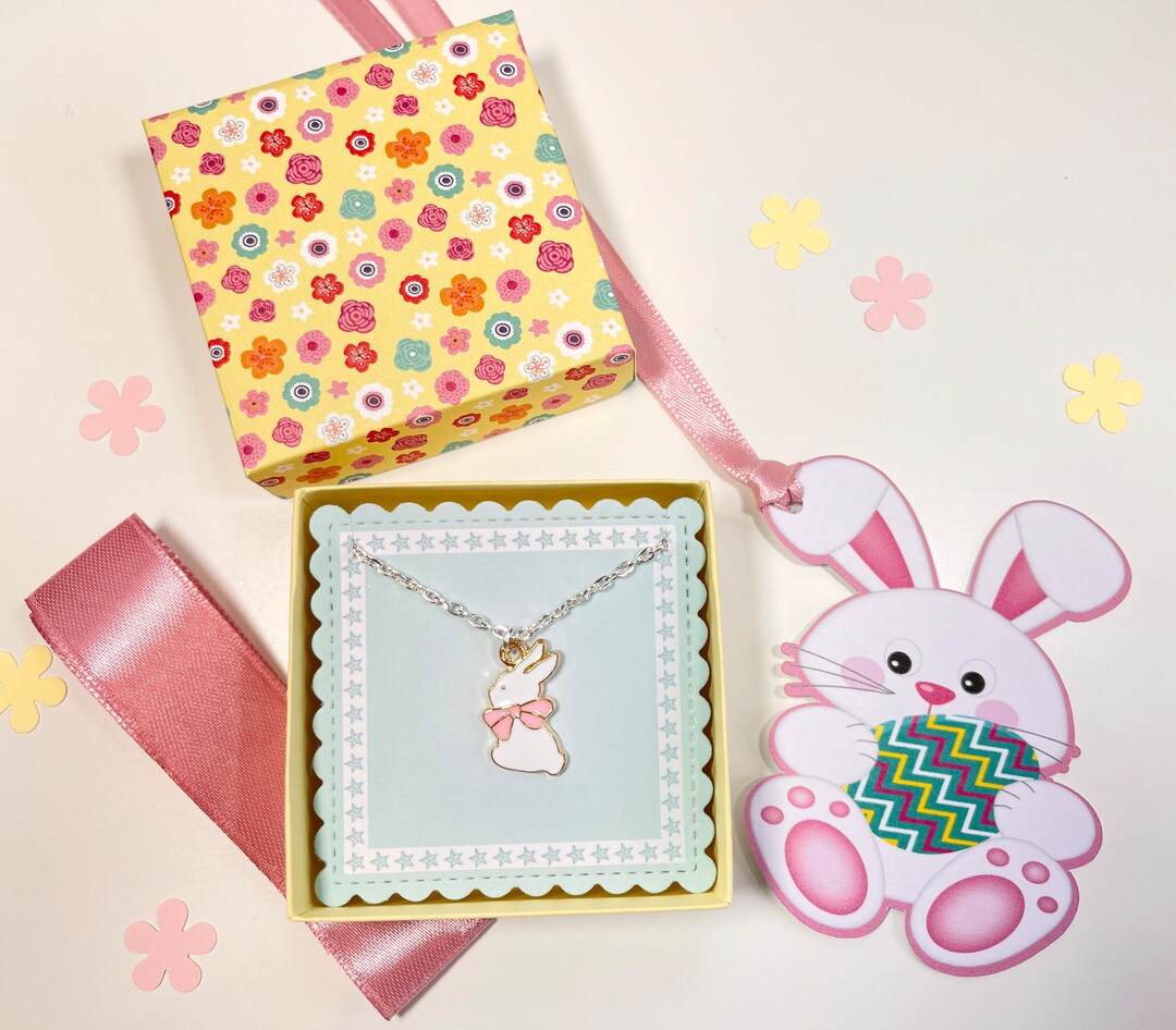 Easter Bunny Necklace With Gift Box and Gift Tag, Ideal for Easter Egg ...