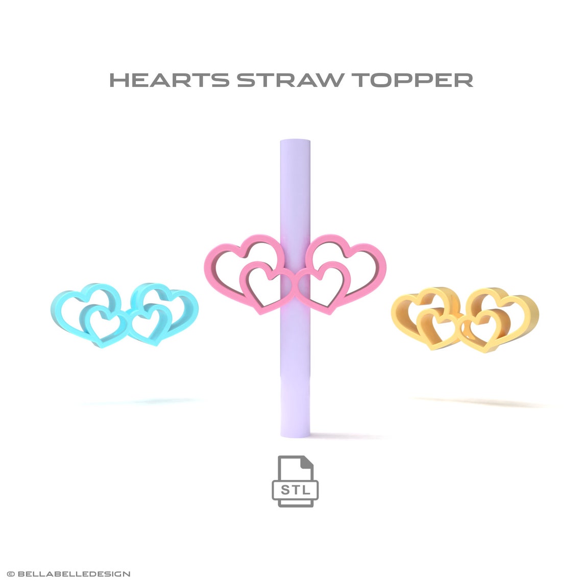 Love Hearts Straw Topper STL File, Straw Buddy Tumbler for 3D Printing ...