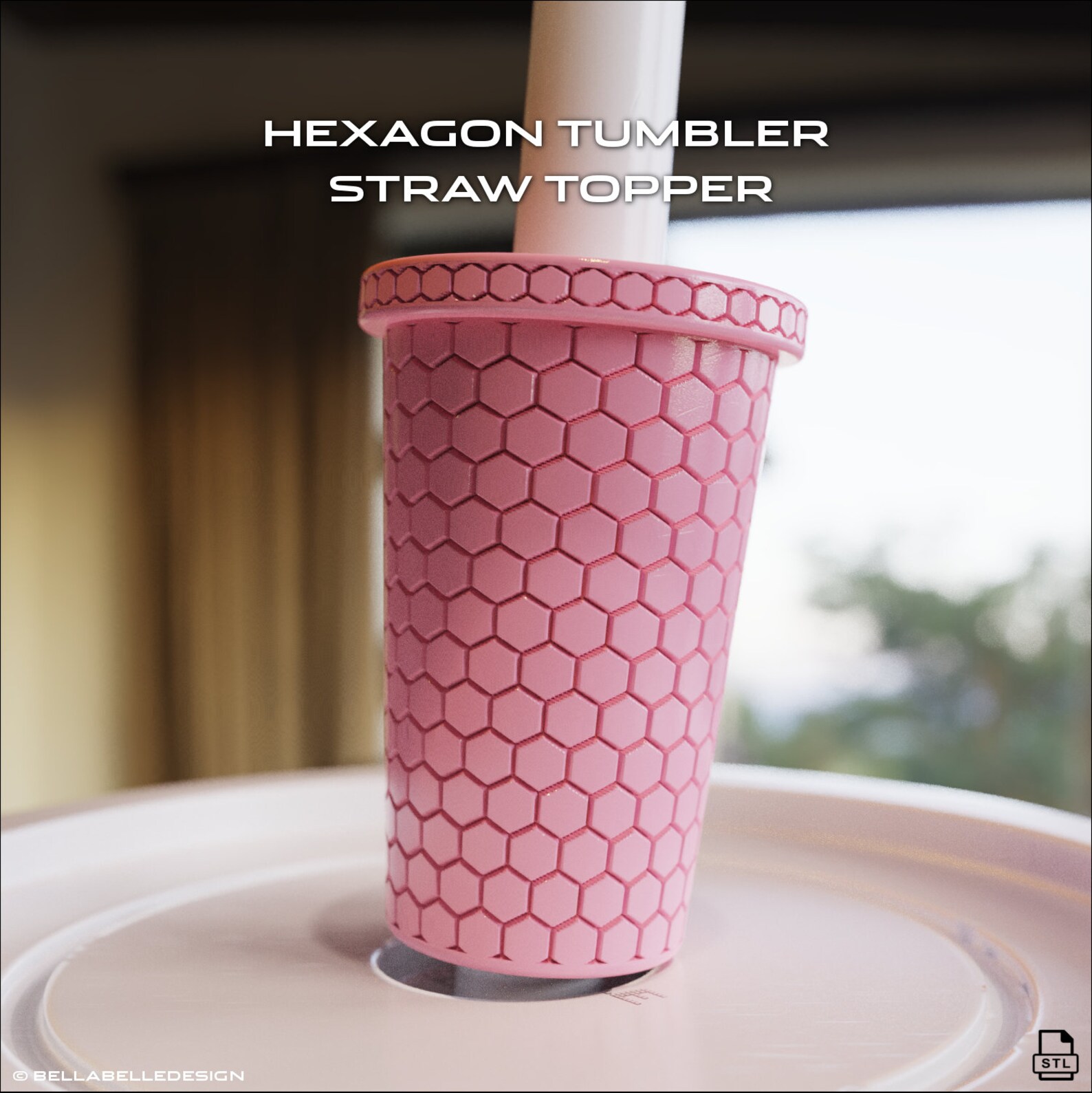 Hexagon Tumbler Straw Topper Stl File Straw Buddy Tumbler for 3D ...