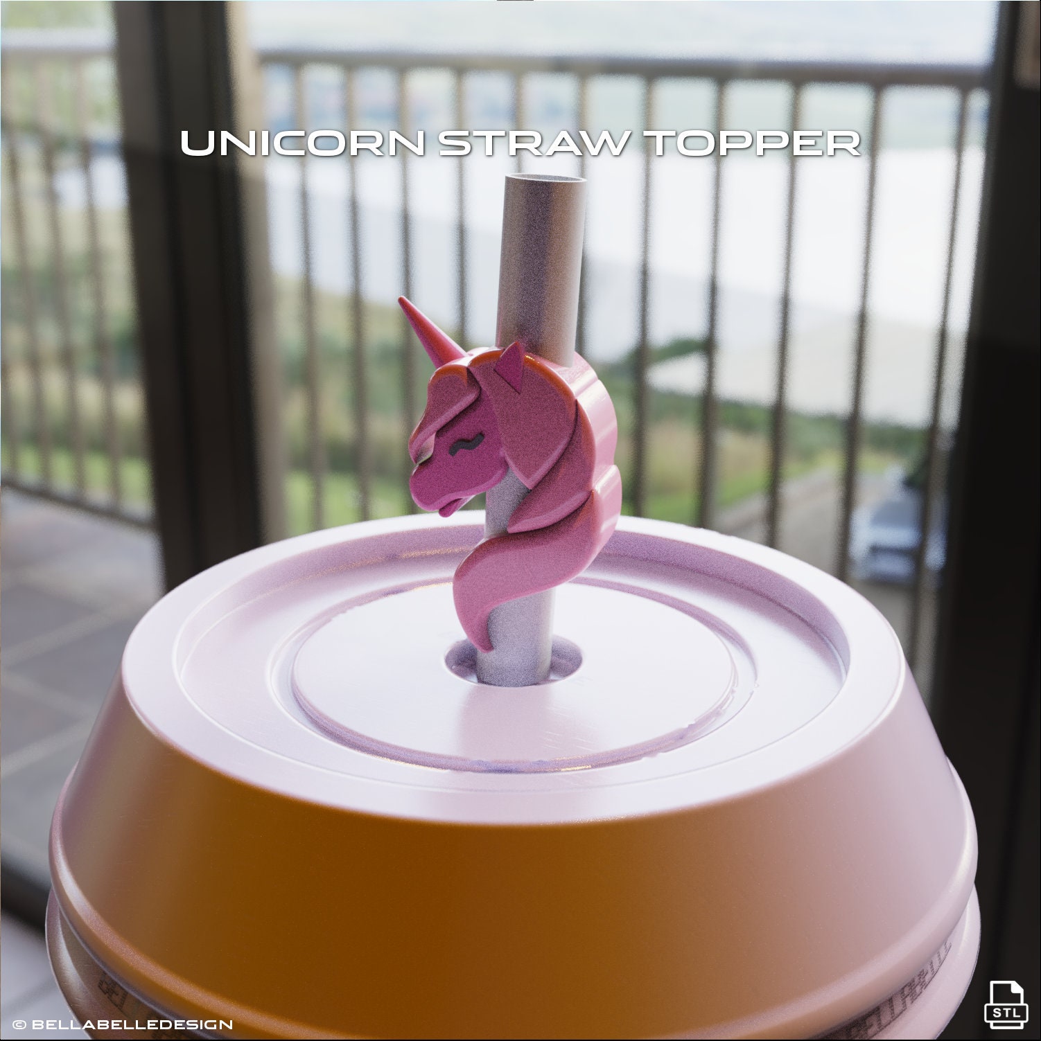 Unicorn Straw Topper STL Pack, Straw Buddy for 3D Printing Digital STL ...