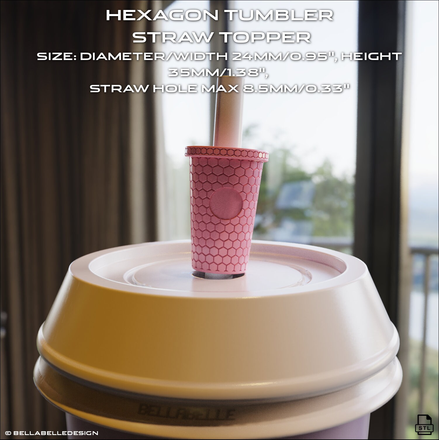 Hexagon Tumbler Straw Topper Stl File Straw Buddy Tumbler for 3D ...