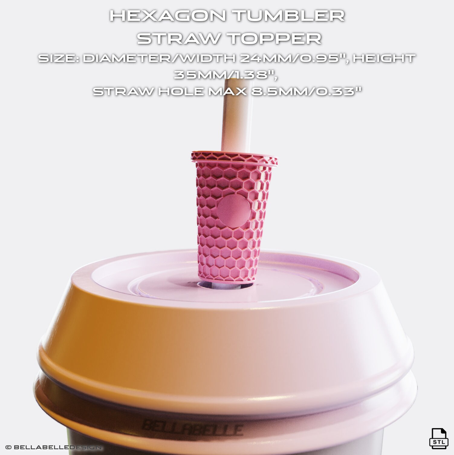 Hexagon Tumbler Straw Topper Buddy Stl File 3d for 3D Printing - Etsy