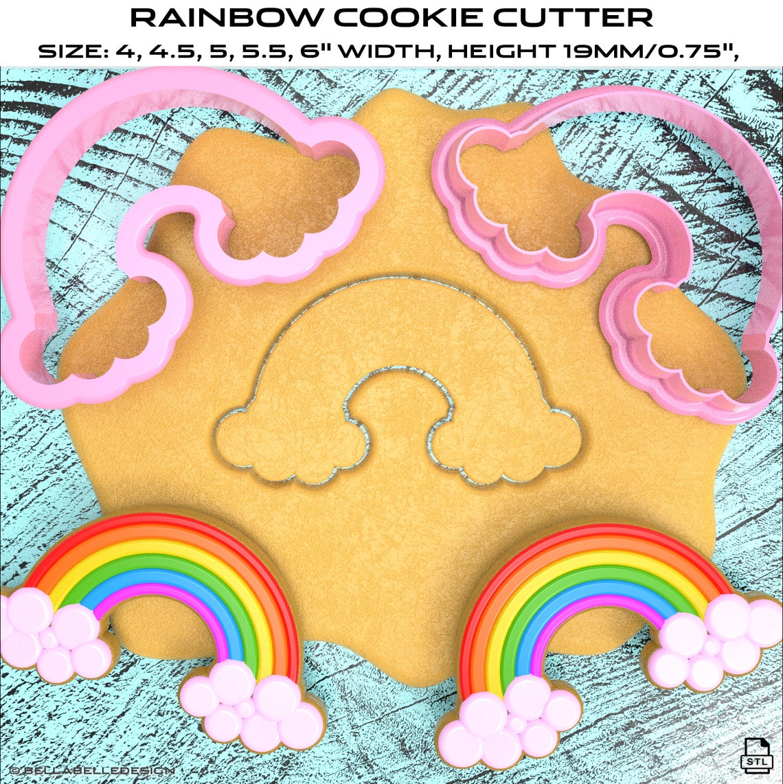 Rainbow Cookie Cutter 4 à 6 options fichier numérique STL pour ...
