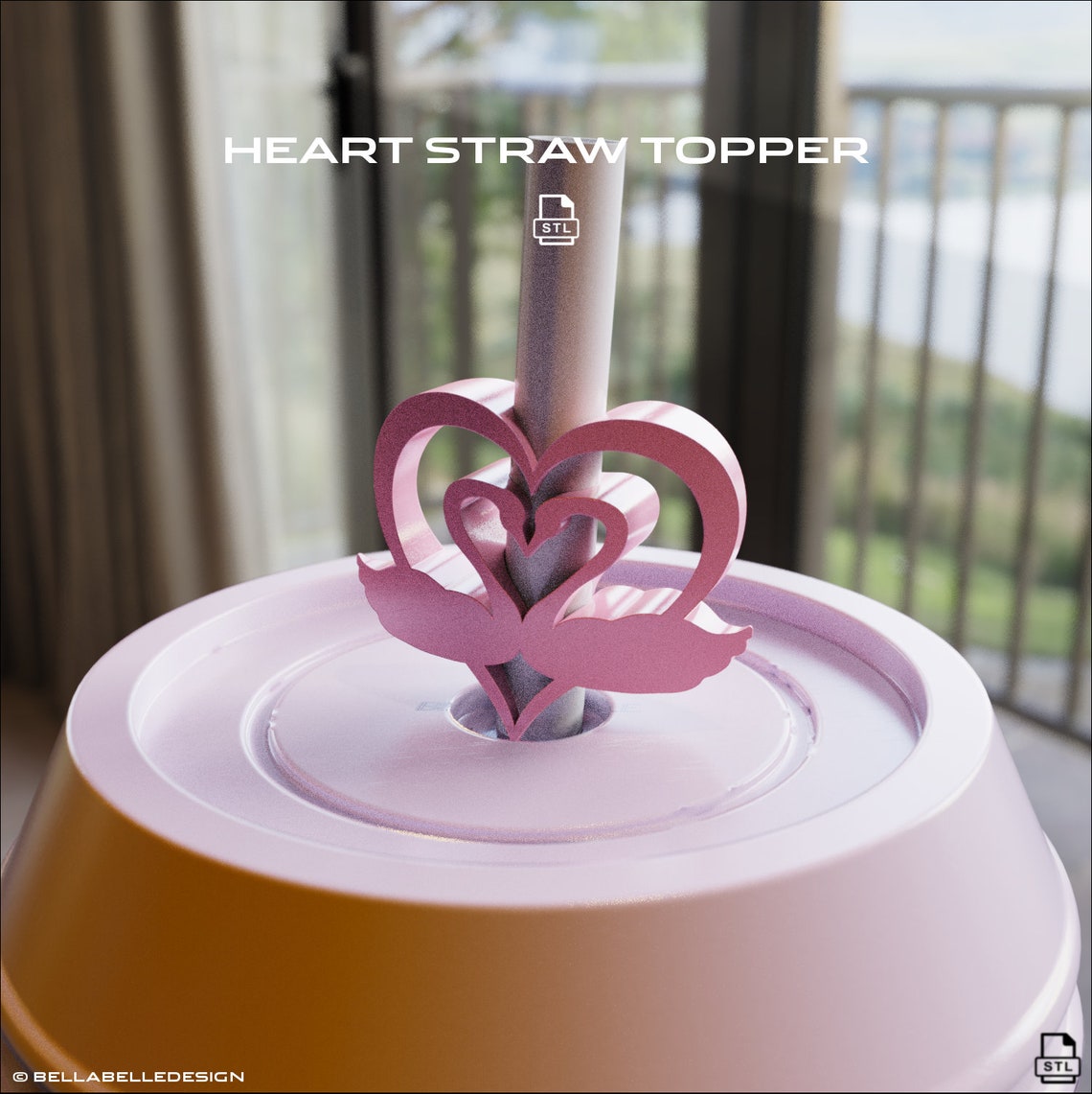 Hearts Swan Love Straw Topper STL Pack, Straw Buddy Tumbler for 3D ...