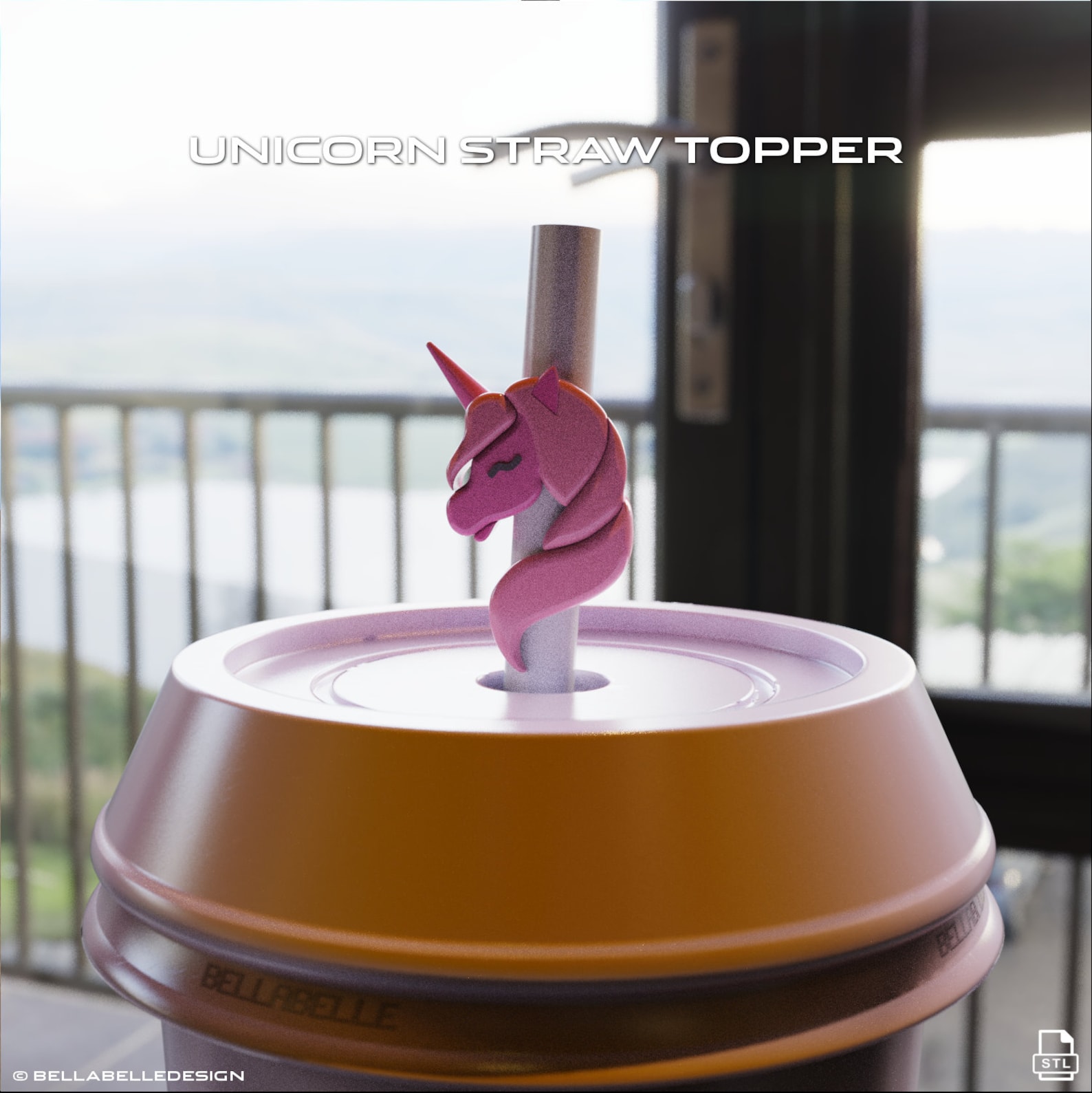 Unicorn Straw Topper STL Pack, Straw Buddy for 3D Printing Digital STL ...