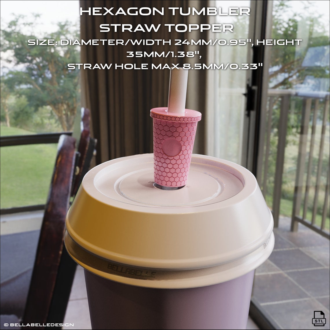 Hexagon Tumbler Straw Topper Stl File Straw Buddy Tumbler for 3D ...