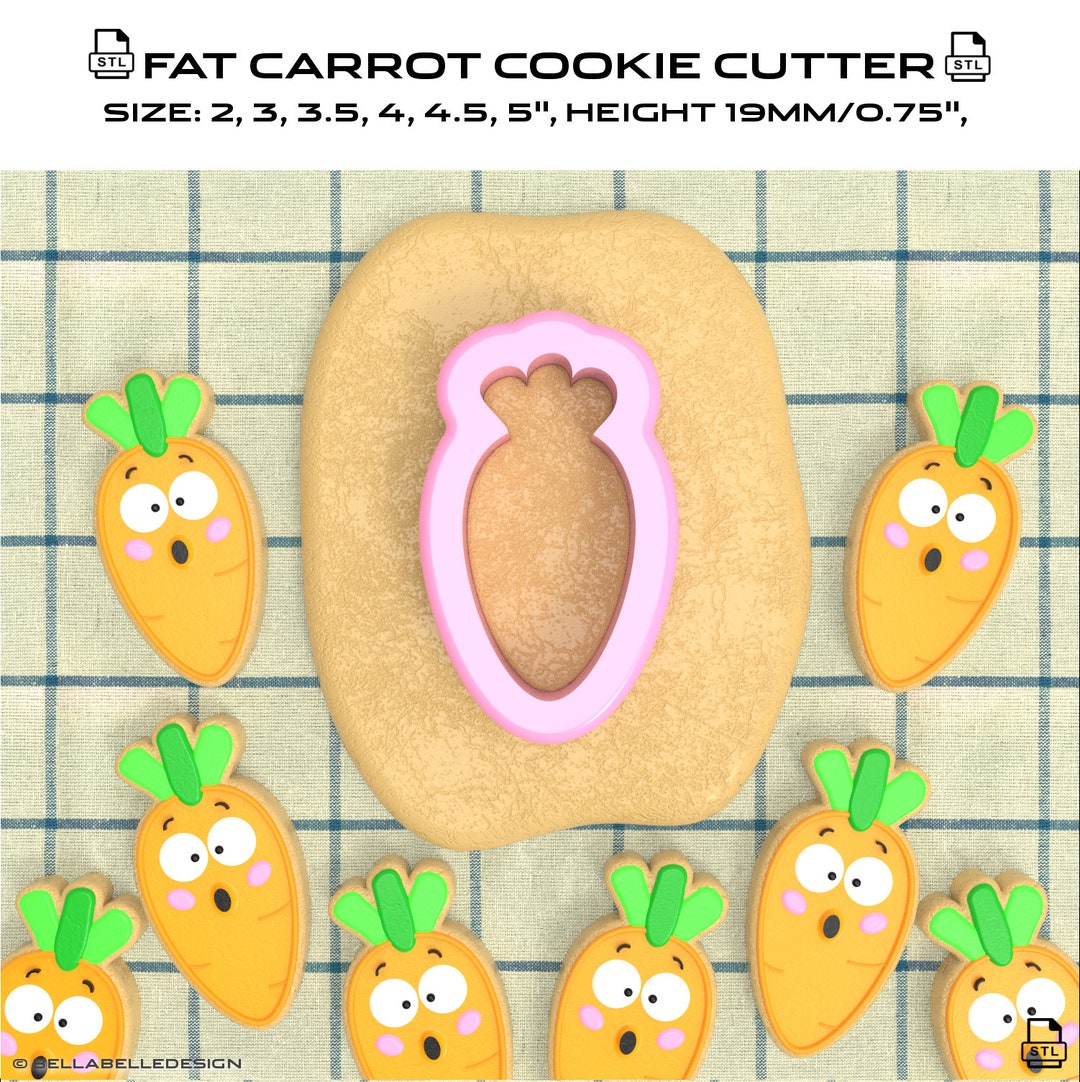 Chubby Carrot Cookie Cutter From 2" to 5" Options Digital STL File for ...