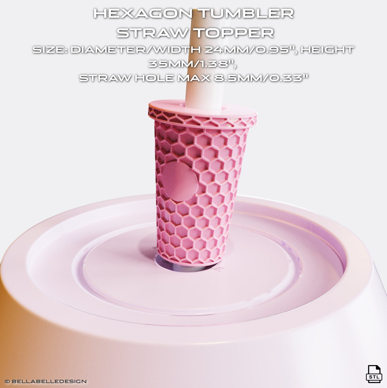Hexagon Tumbler Straw Topper Buddy Stl File 3d for 3D Printing - Etsy