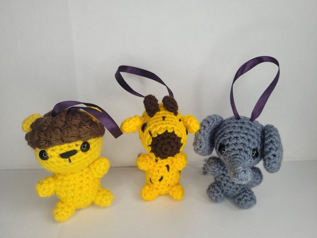 Crocheted Christmas Baubles – Handmade Zoo Animals, Shatterproof Set of ...