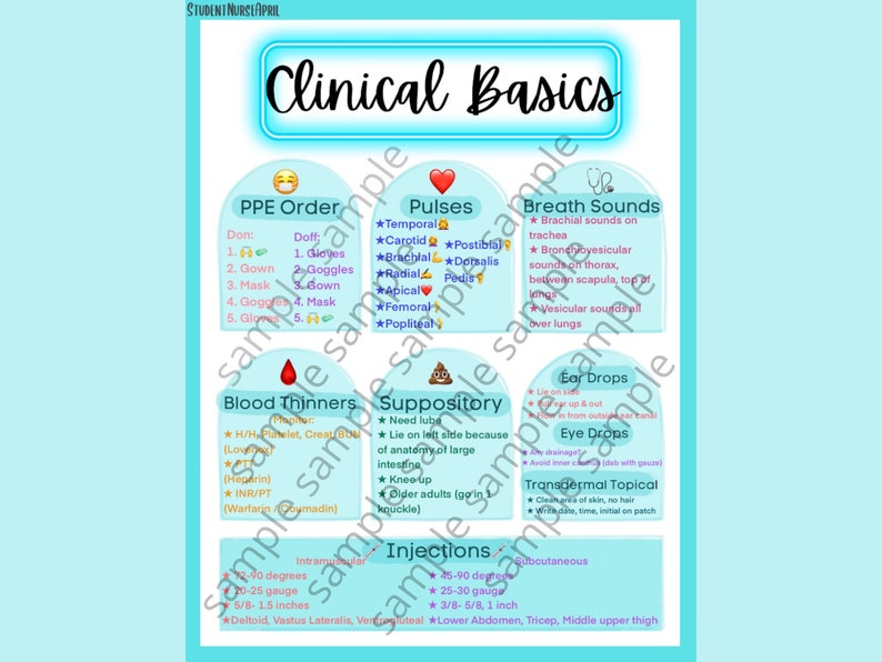 CLINICAL SHEET Clinical CHEAT Sheet Med Surg Nurse Hospital | Etsy