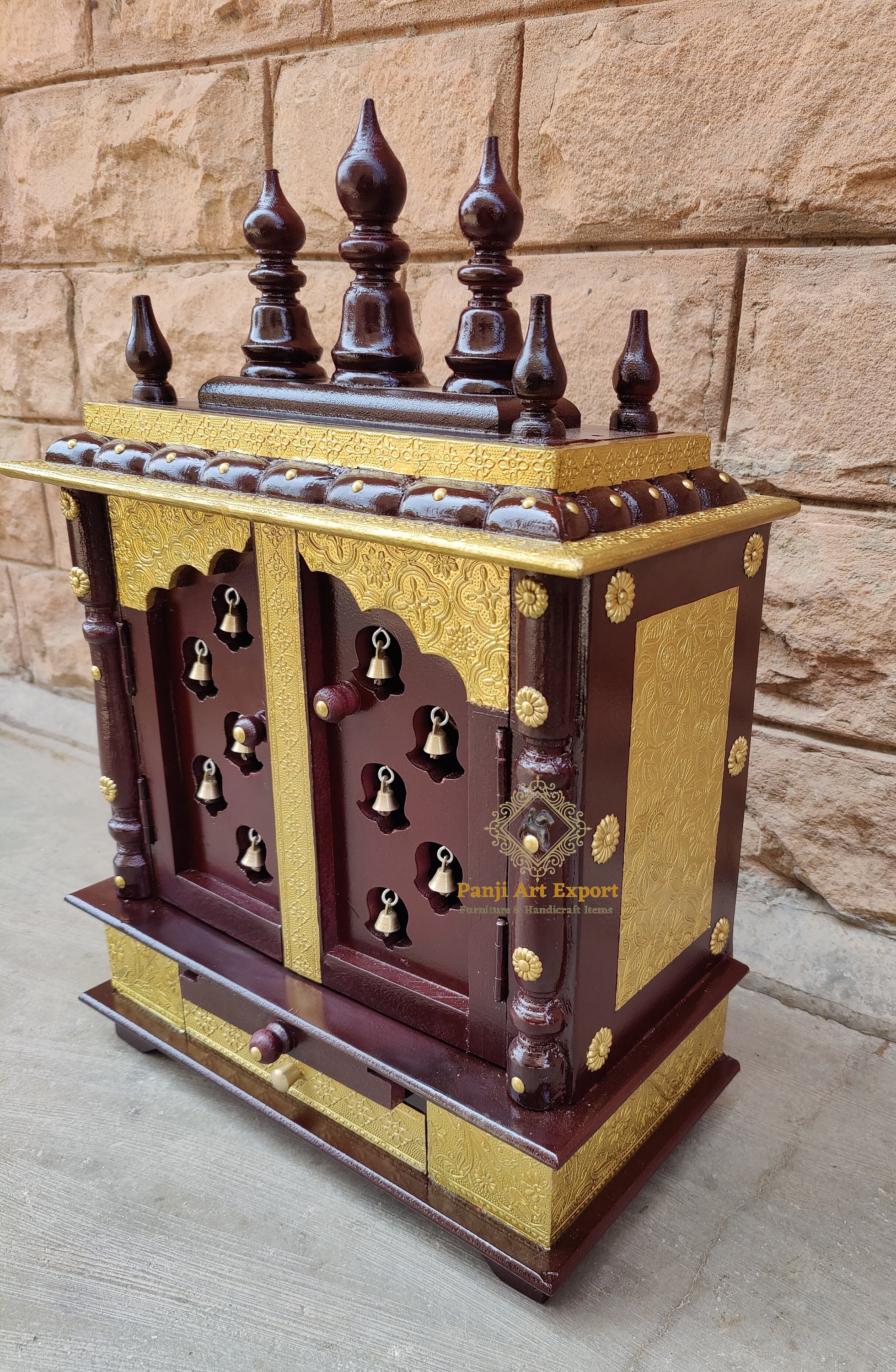 Wooden Temple Mandir Cherry Gold Finished Beautiful Hanging - Etsy ...