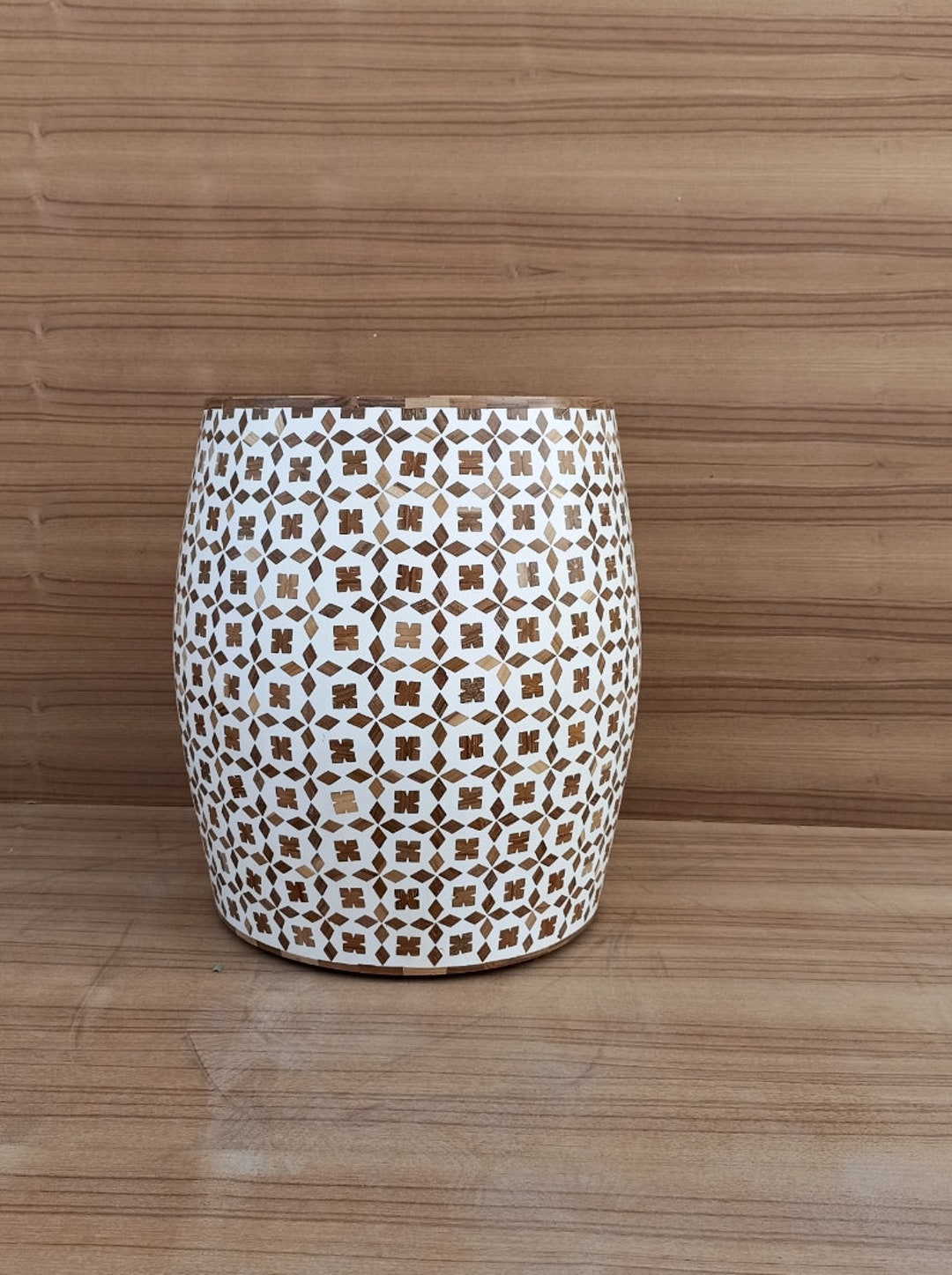 Bone Inlay End Table: Antique White Round Side Table - Etsy