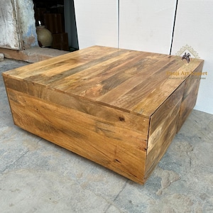 Wood Coffee Table, With 4 Drawers Box Style Storage Coffee Table ...
