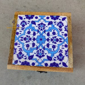 Wood Jewellery Box, Handmade Tiles Fitted Wood Box, Chest Jewellery Box ...