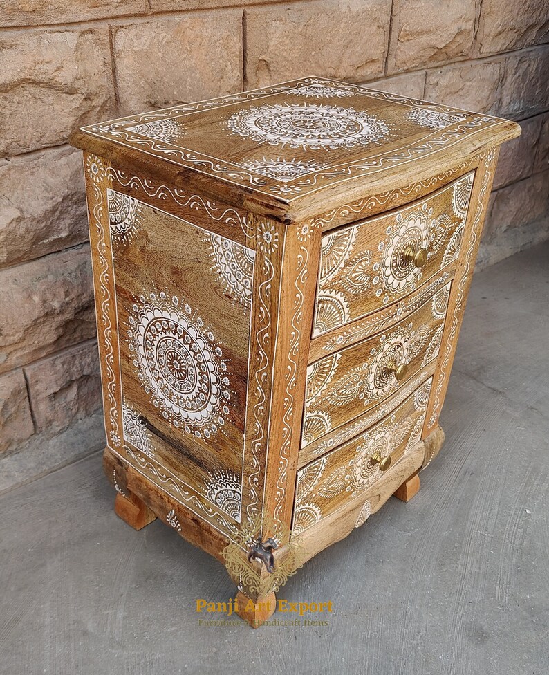 Wooden Bedside Nightstand Storage Table, Drawer Furniture, Sideboard ...