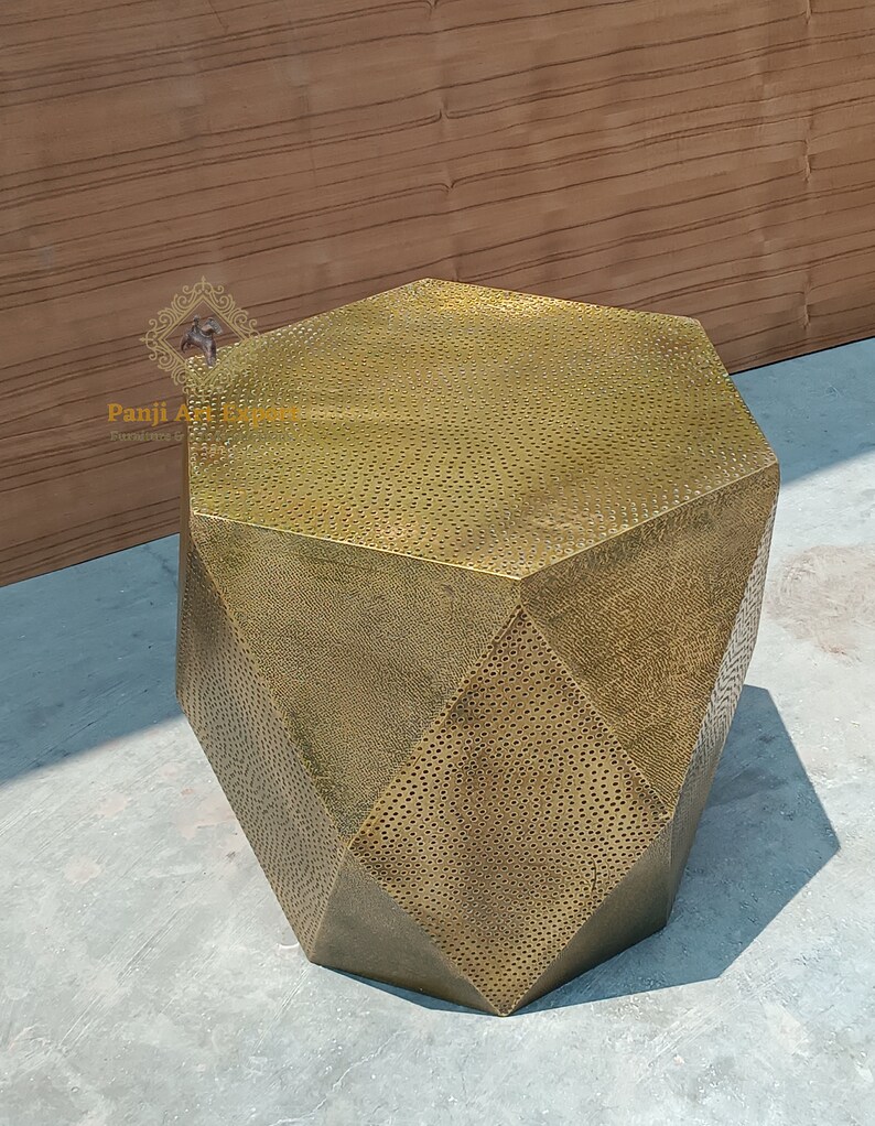 Wooden End Coffee Table Diamond Shape Gold Brass Fitted Work - Etsy