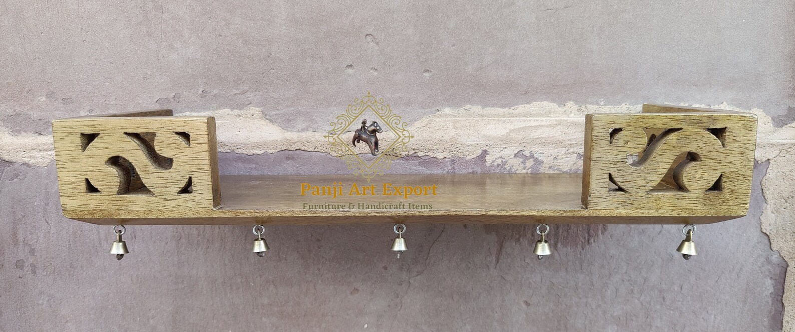 Hand Crafted Wooden Temple Shelf: Wall Mounted Pooja Ghar Mandap ...