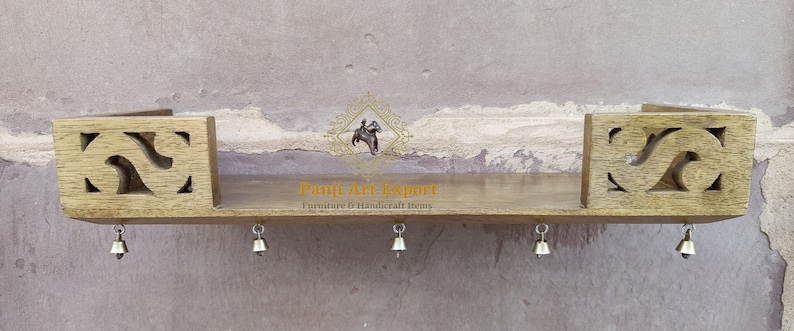 Hand Crafted Wooden Temple Shelf: Wall Mounted Pooja Ghar Mandap ...