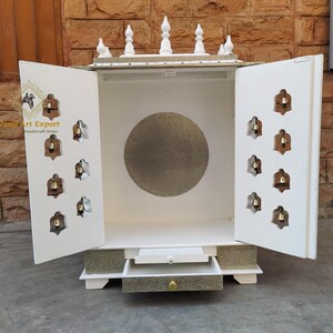 Wooden Pooja Room Temple Silver Brass Fitted Work Bells Hanging ...