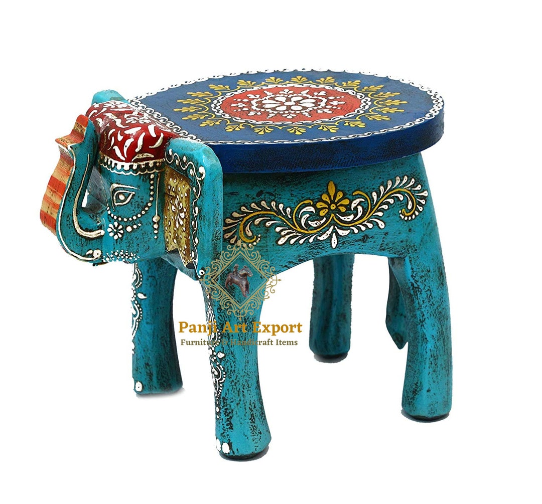 Wooden Elephant Stool Elephant Table Step Stool Indian Handicraft Hand ...