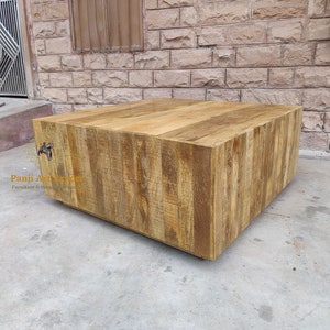 Wooden Coffee Table Wood Square Box Style Coffee Table - Etsy
