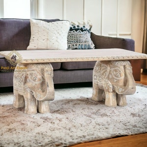Wood Elephant Coffee Table: Indian Handcrafted Home Decor Art - Etsy