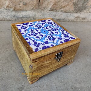 Wood Jewellery Box, Handmade Tiles Fitted Wood Box, Chest Jewellery Box ...