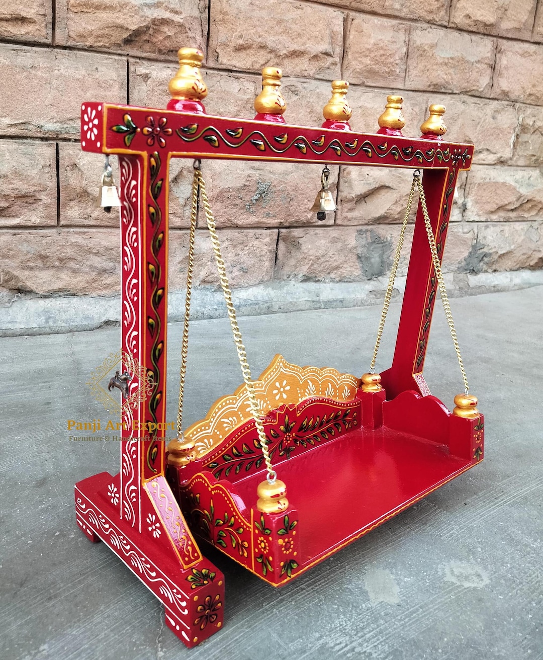 Handcrafted Wooden Jhula Swing: Deity Worship Decor (19x7x17 Inch) - Etsy