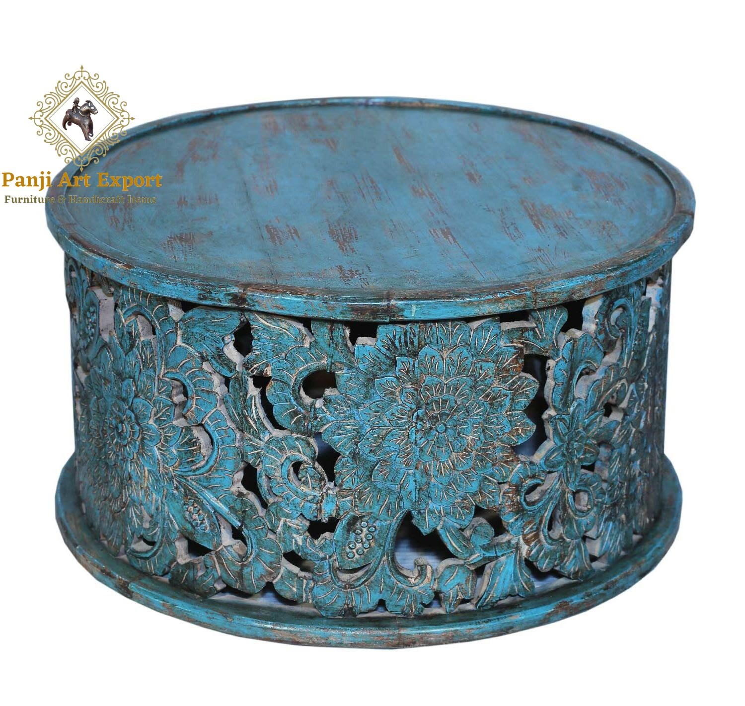 Hand Carved Mango Wood Coffee Table: Floral Lattice Indian Art - Etsy