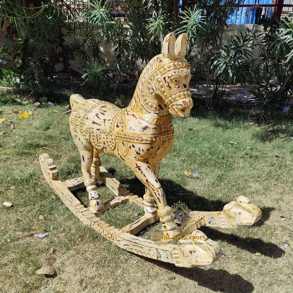 Antique Wooden Rocking Horse - Etsy