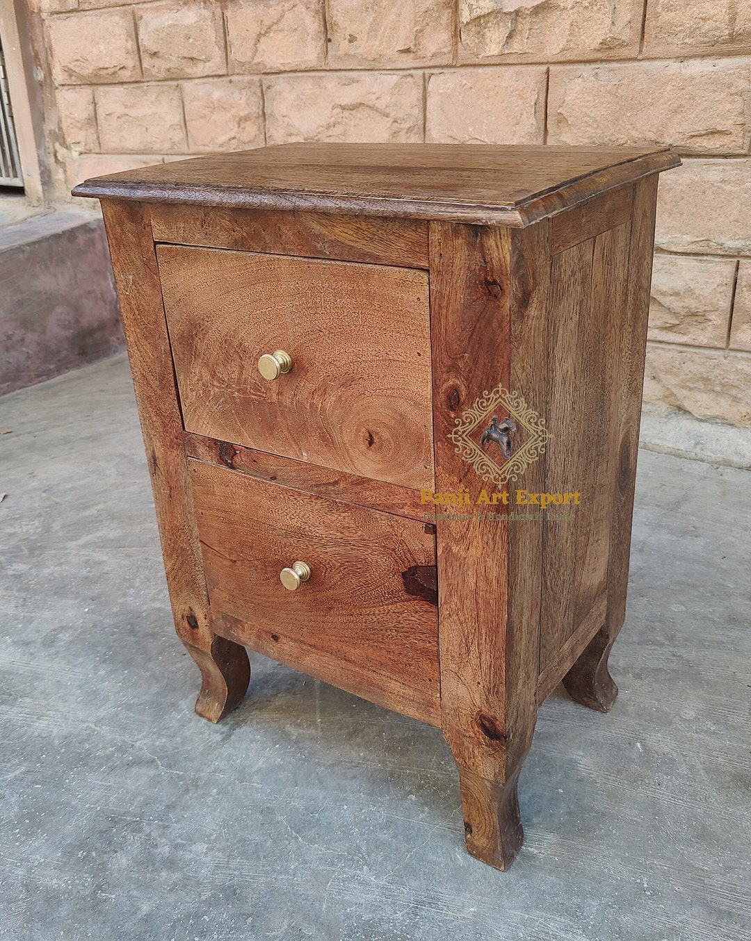 Wooden Bedside Table Solid Wood Natural Polish 2 Drawer - Etsy