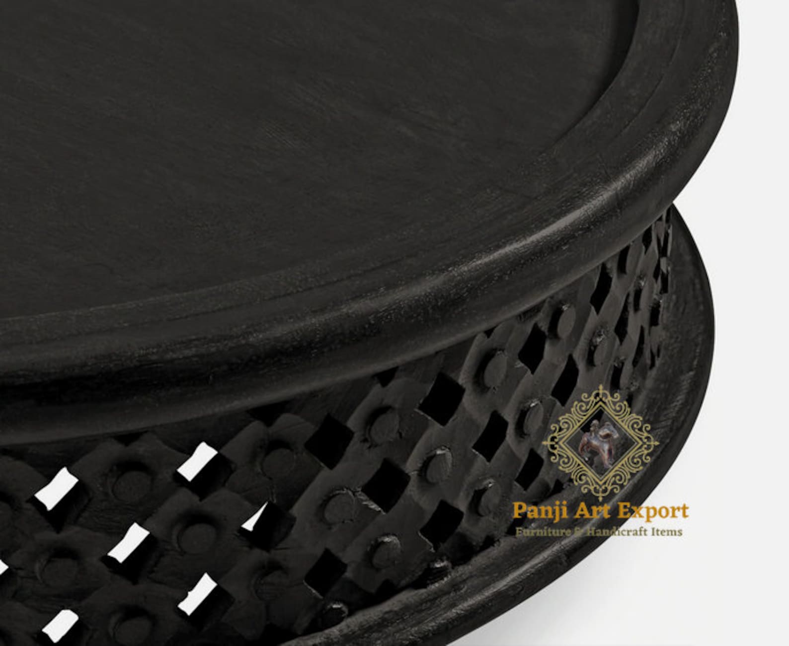 Wooden Coffee Table Curved Table in Raw Mango Lattice Round - Etsy