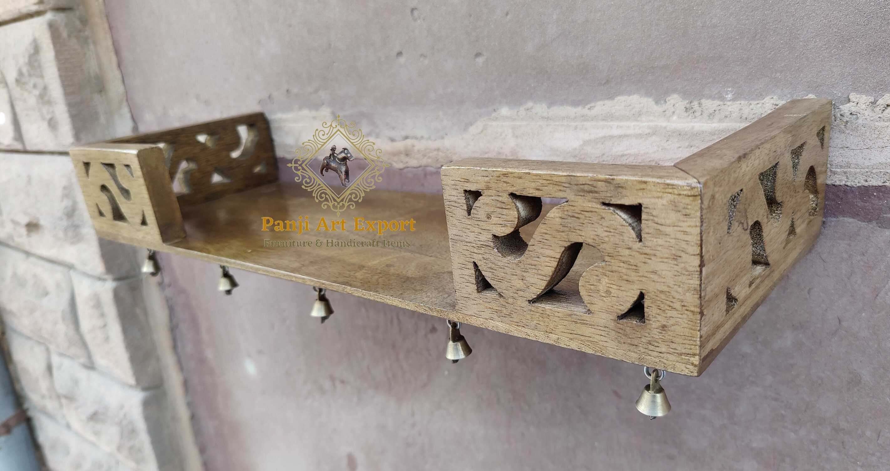 Hand Crafted Wooden Temple Shelf: Wall Mounted Pooja Ghar Mandap ...