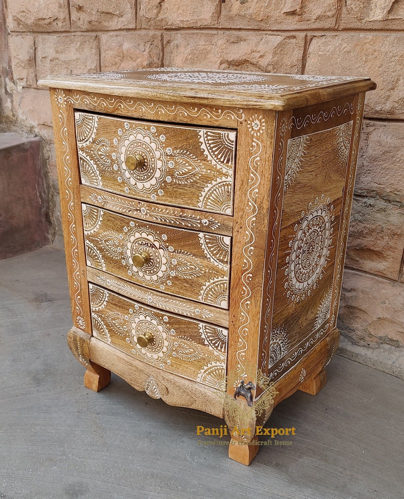 Wooden Bedside Nightstand Storage Table, Drawer Furniture, Sideboard ...