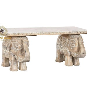 Wood Elephant Coffee Table: Indian Handcrafted Home Decor Art - Etsy