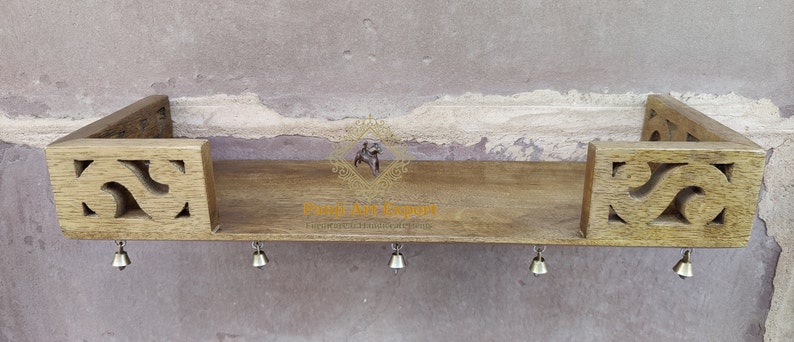 Hand Crafted Wooden Temple Shelf: Wall Mounted Pooja Ghar Mandap ...