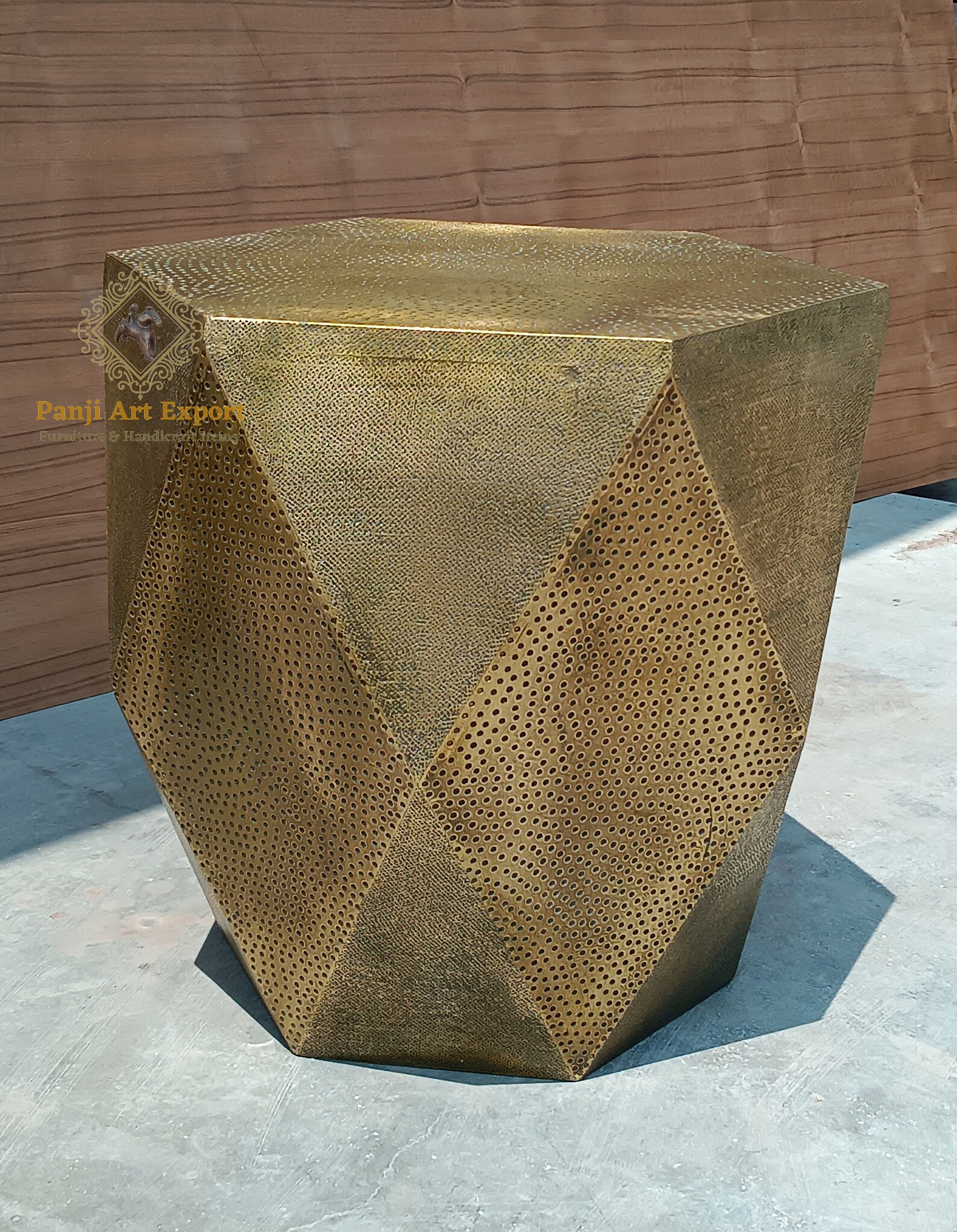 Wooden End Coffee Table Diamond Shape Gold Brass Fitted Work - Etsy