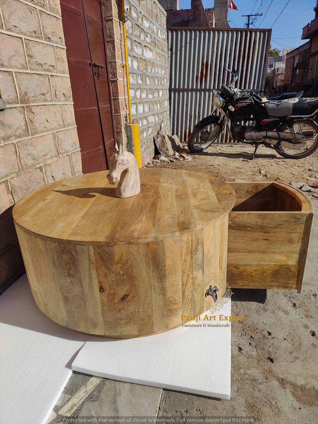 Wooden Round Storage Box Coffee Table Wooden Coffee Table - Etsy