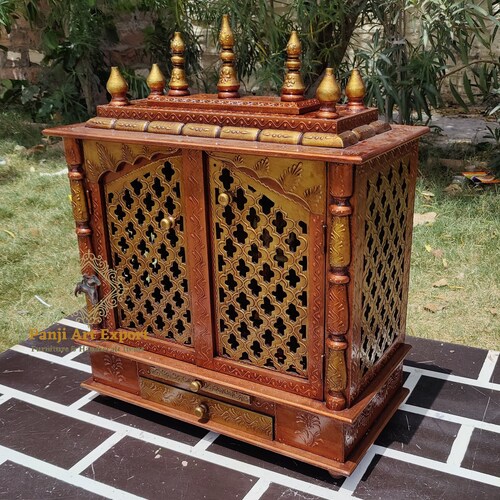 Wooden Temple Mandir Copper Gold Finished Beautiful Hanging - Etsy