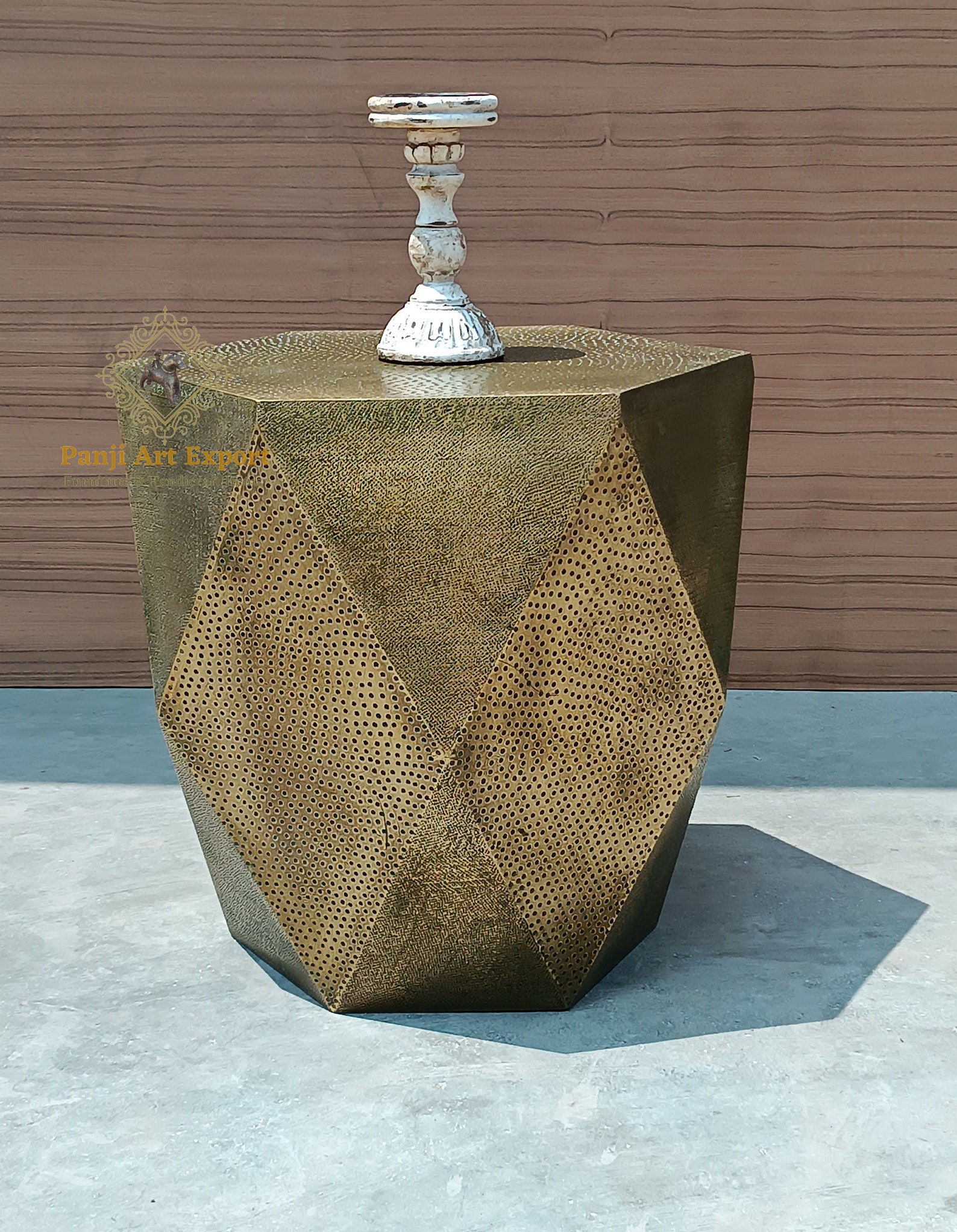 Wooden End Coffee Table Diamond Shape Gold Brass Fitted Work - Etsy