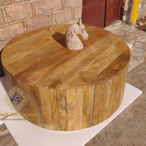Wooden Round Storage Box Coffee Table, Wooden Coffee Table, Wooden ...