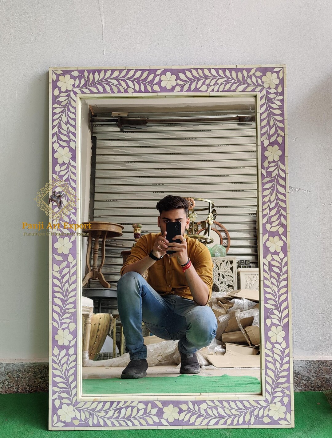 Handmade Bone Inlay Wood Frame Mirror: Indian Floral Wall Decor - Etsy