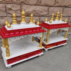 Wooden Temple Mandir Handcrafted Hindu Pooja Ghar Mandap for Worship ...
