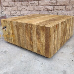 Wooden Coffee Table, Wood Square Box Style Coffee Table, Wooden ...