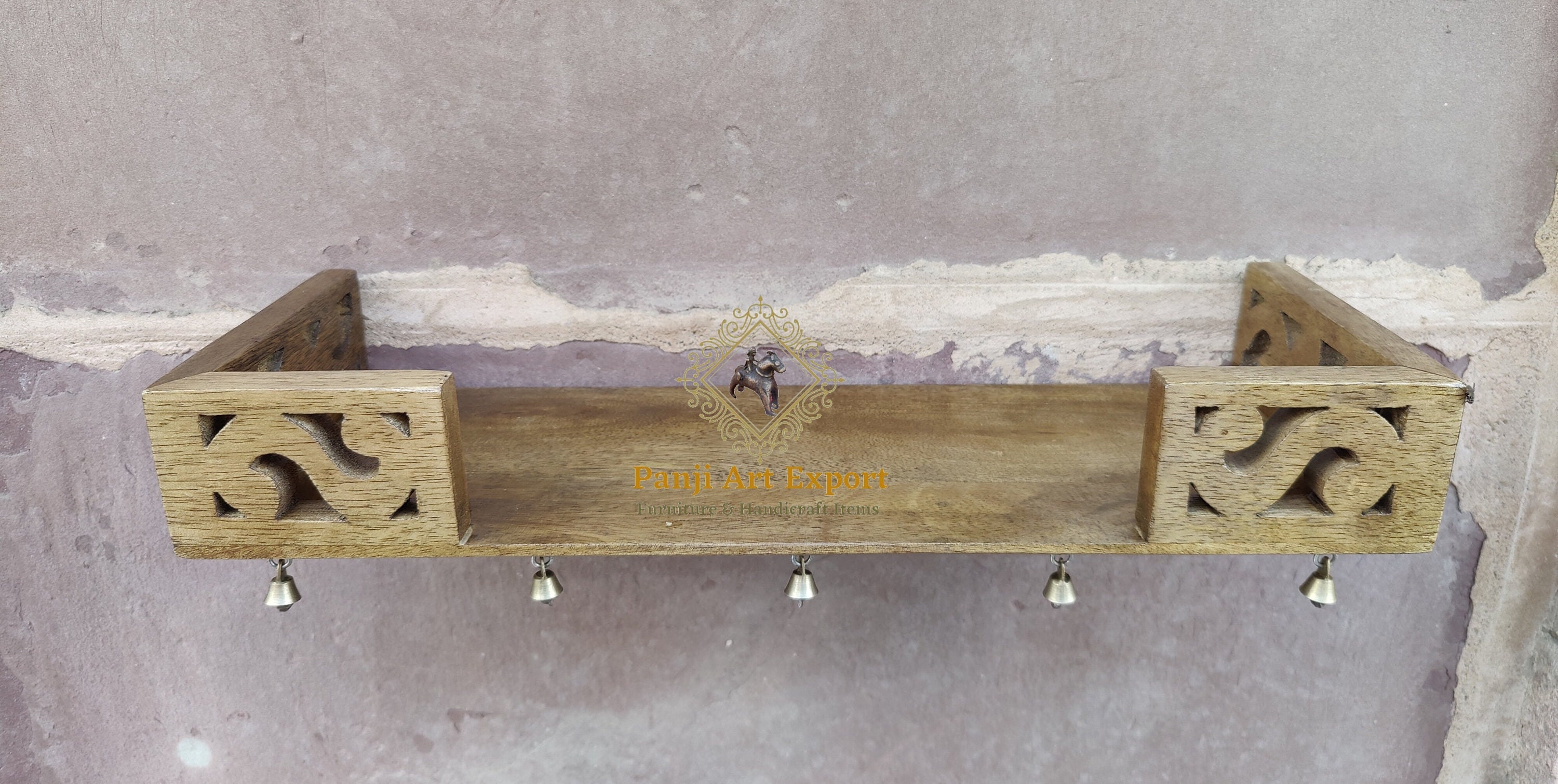 Hand Crafted Wooden Temple Shelf: Wall Mounted Pooja Ghar Mandap ...