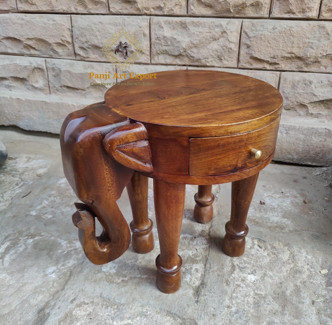 Wooden Elephant Table Indian Handicraft Wooden Side Table Handmade ...