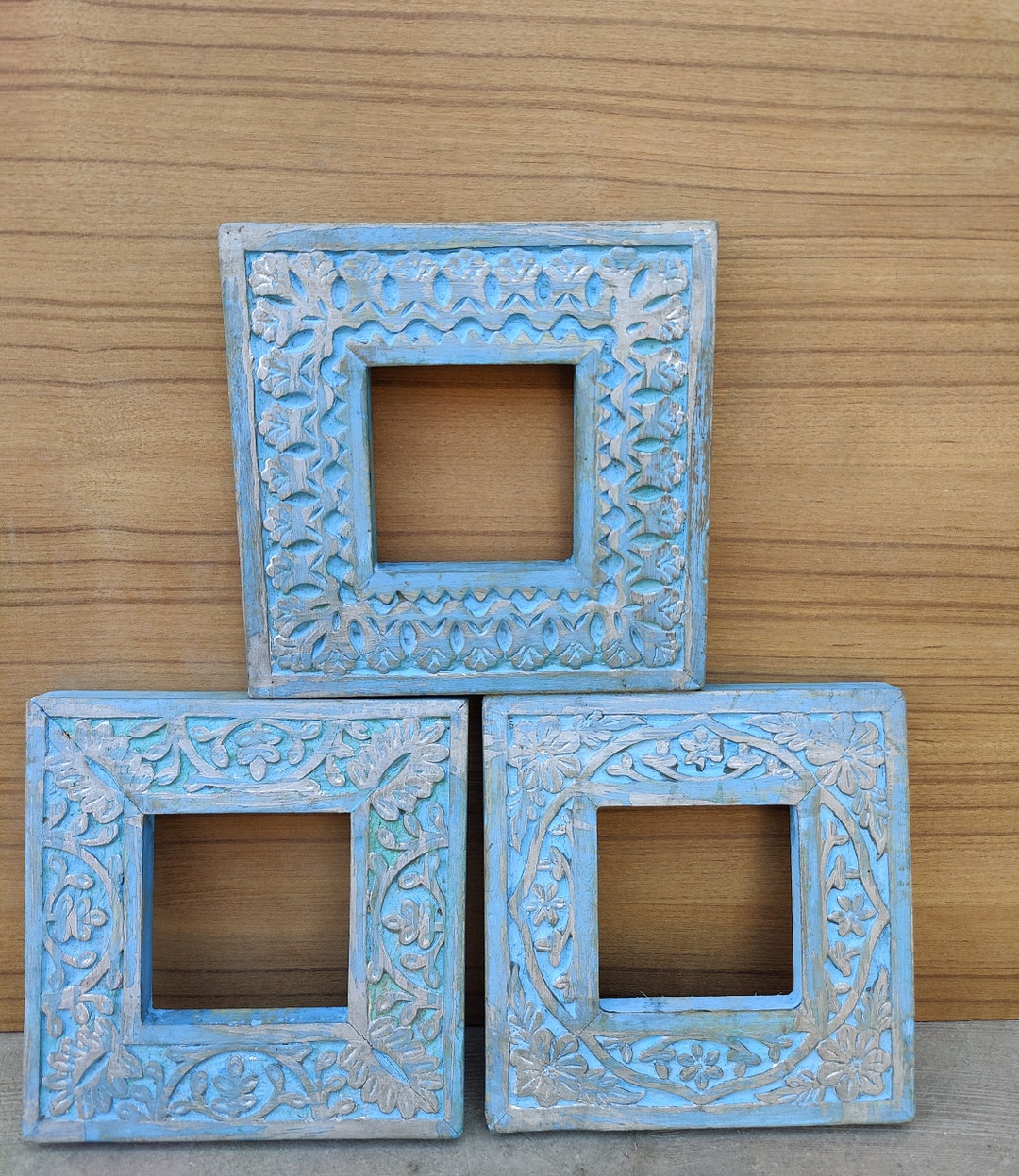 Wood Photo Frame Wood Hand Carved Photo Frame Rustic Look, Antique ...
