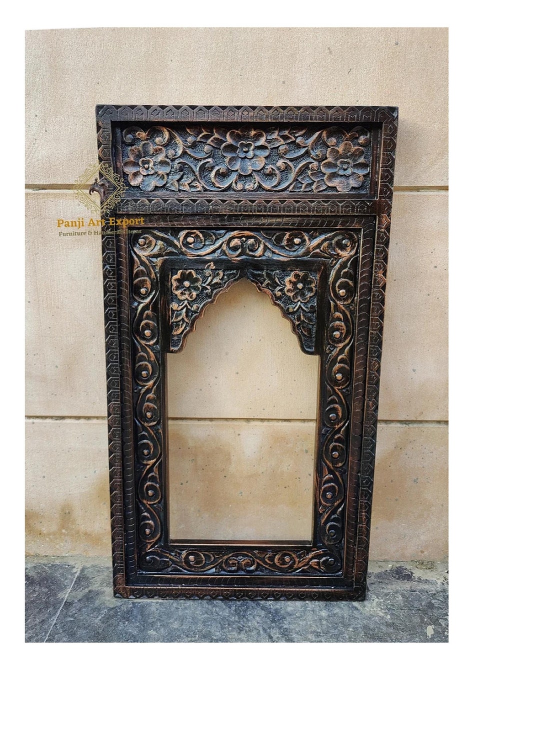 Handmade Indian Wooden Mirror Frame: Copper Antique Wall Decor - Etsy
