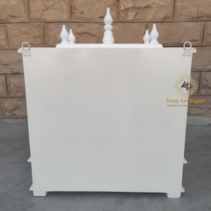 Wooden Temple Pooja Mandir White Gloss Handcrafted Wall Hanging Mandir ...