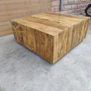 Wooden Coffee Table Wood Square Box Style Coffee Table - Etsy
